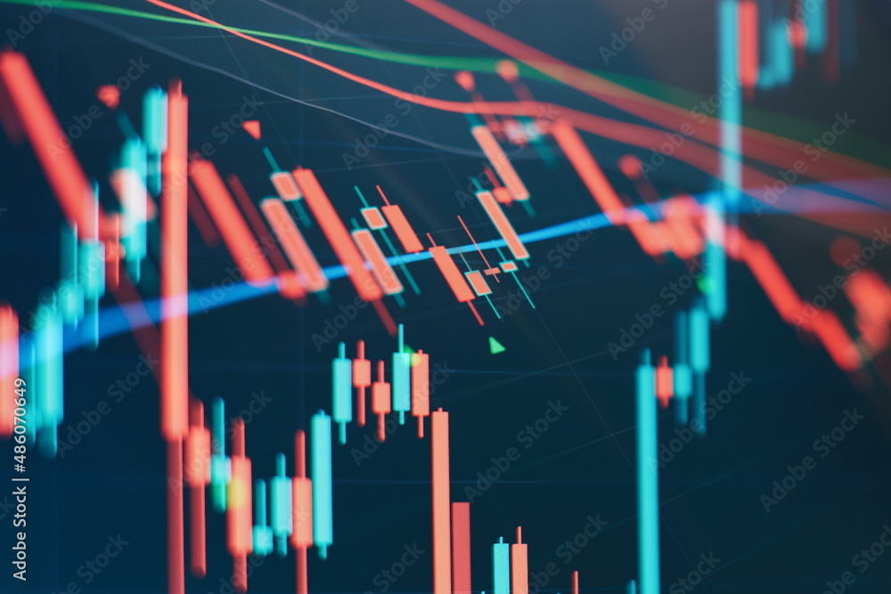 Stock market business graph chart on digital screen.Forex market, Gold ...