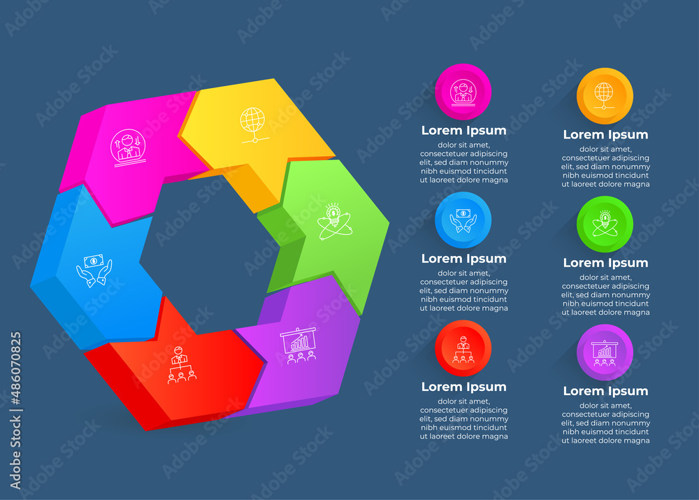 3D chart infographic with multiple sections and colorful diagram used ...