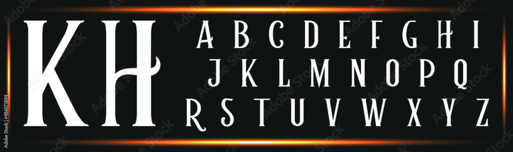 K H minimal tech font. Typography with modern art. minimalist style ...