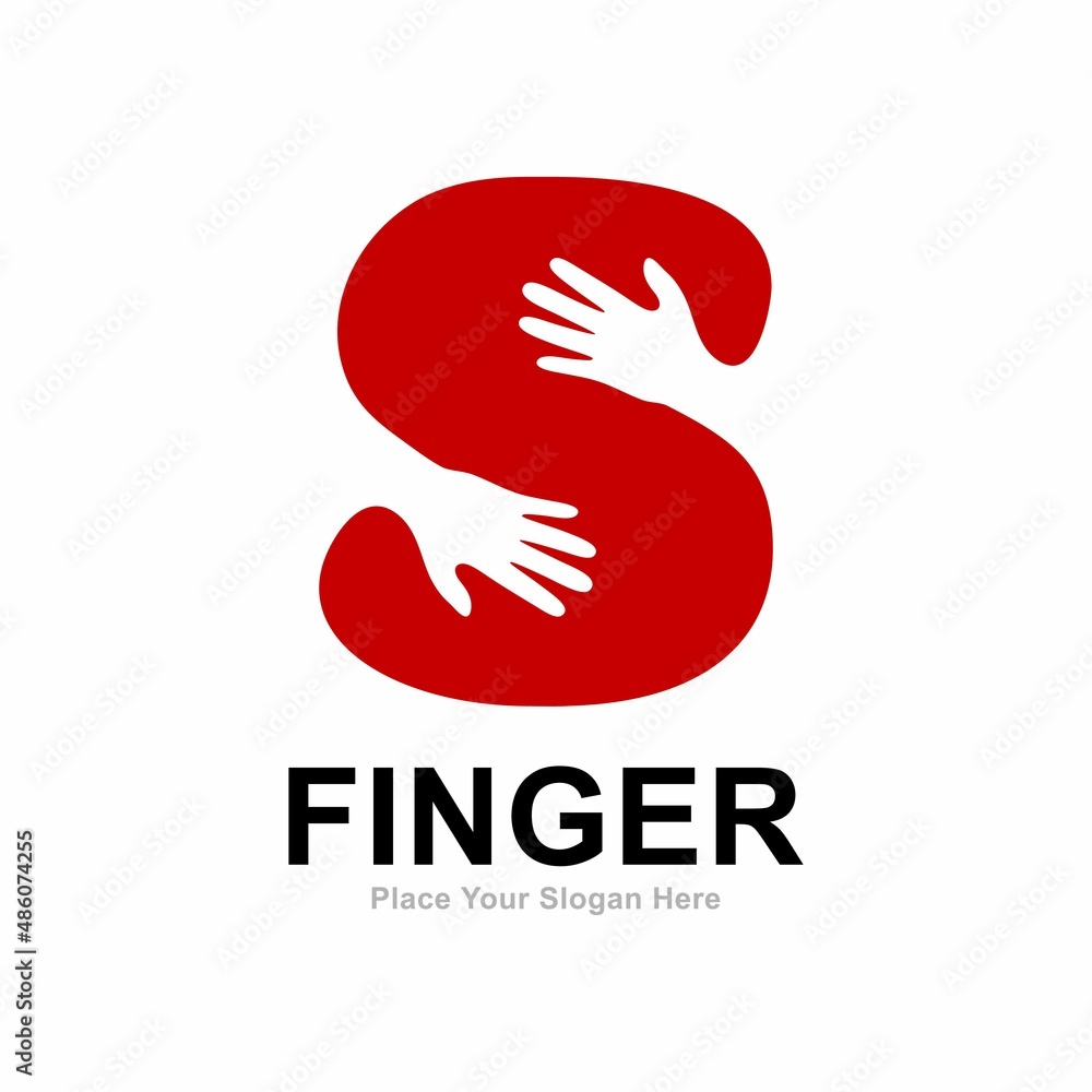 letter S with hand fingers logo vector design. Suitable for hand symbol ...