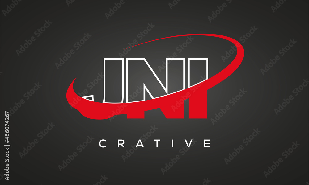 JNI letters creative technology logo with 360 symbol vector art ...