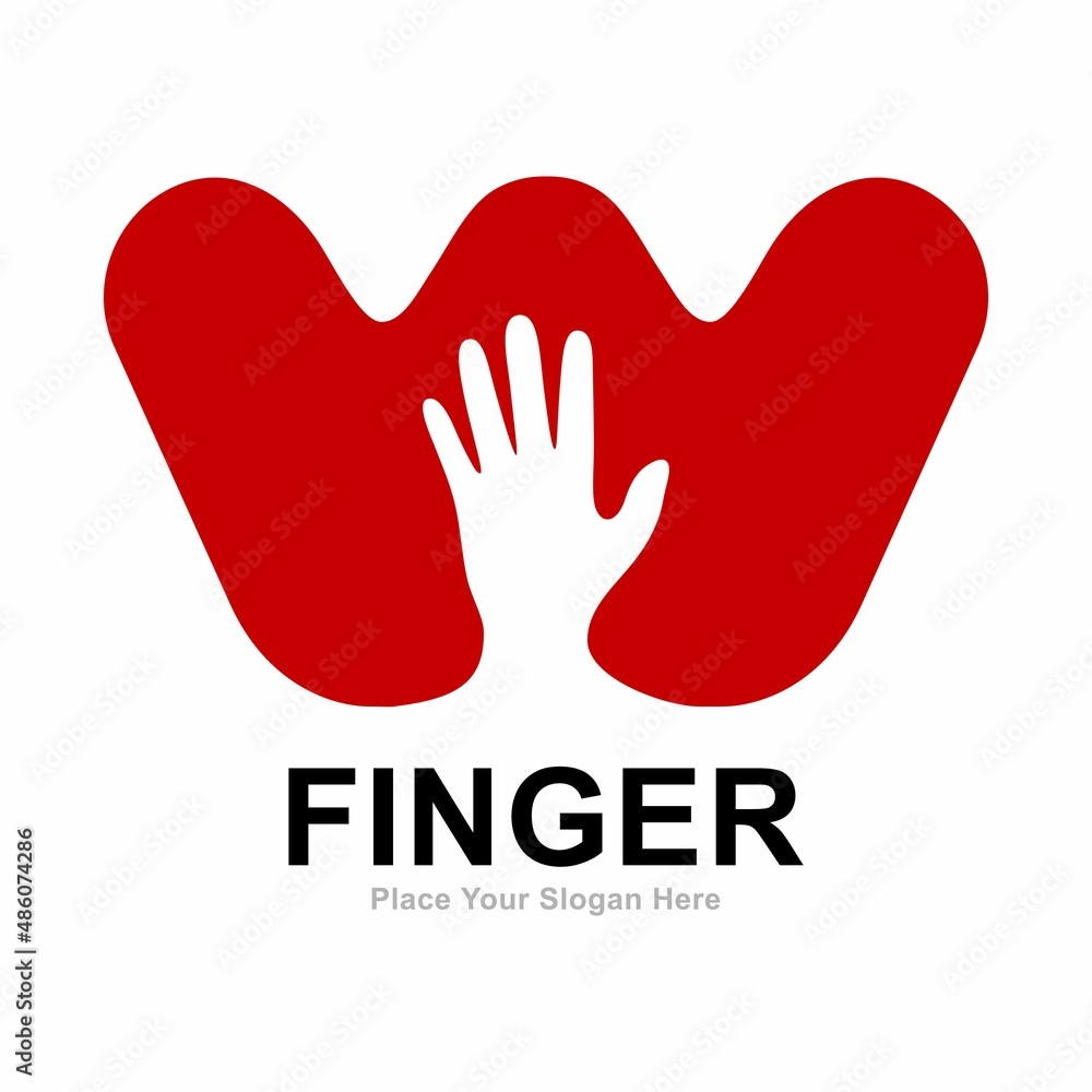 letter W with hand fingers logo vector design. Suitable for hand symbol ...