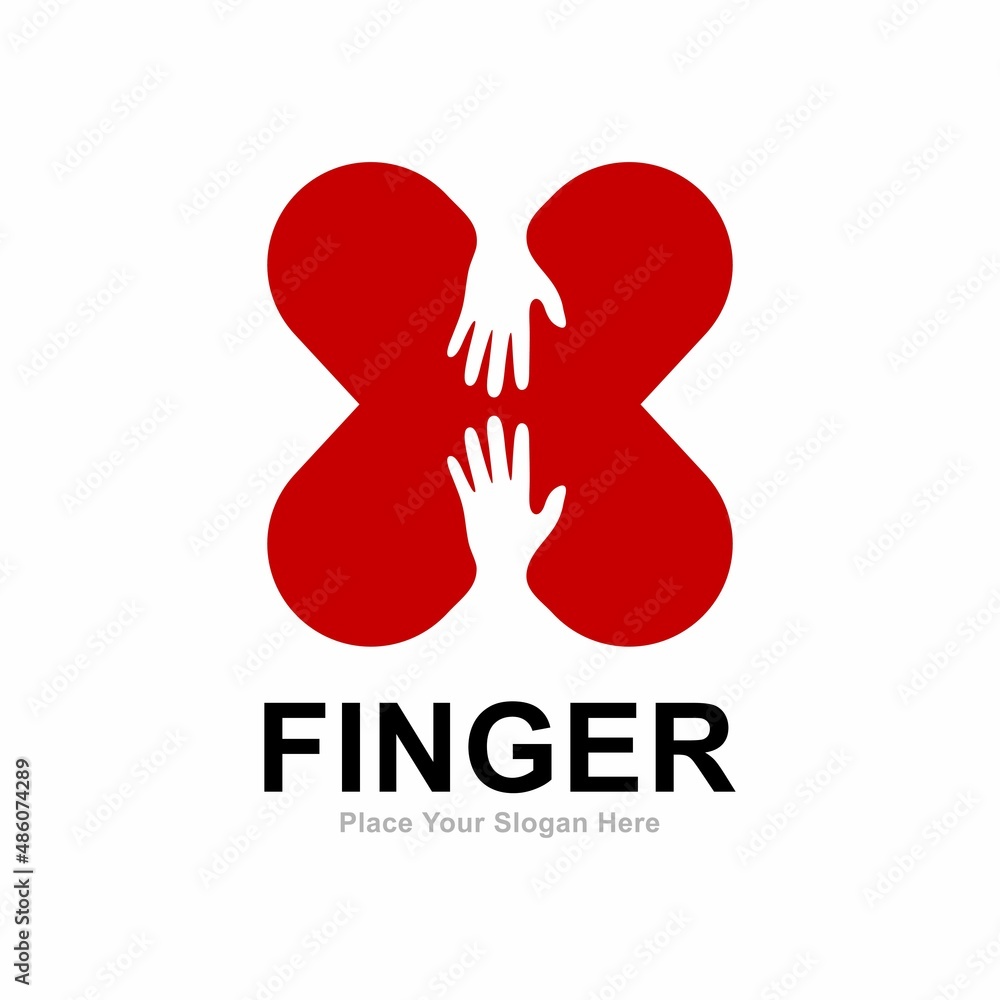letter X with hand fingers logo vector design. Suitable for hand symbol ...