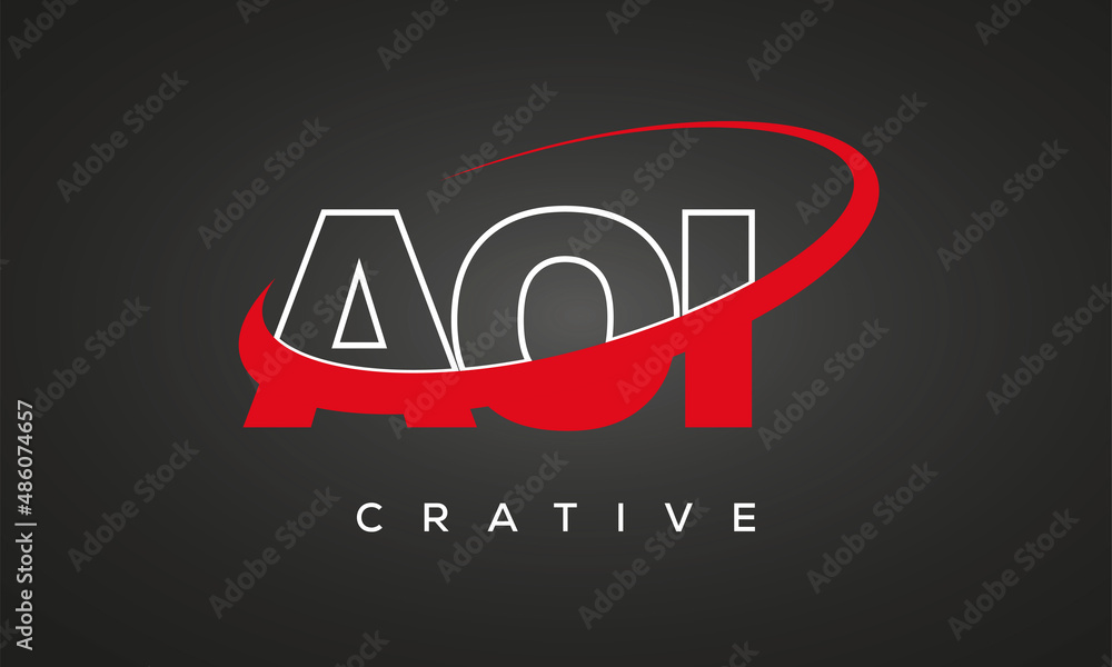 AOI letters creative technology logo with 360 symbol vector art ...