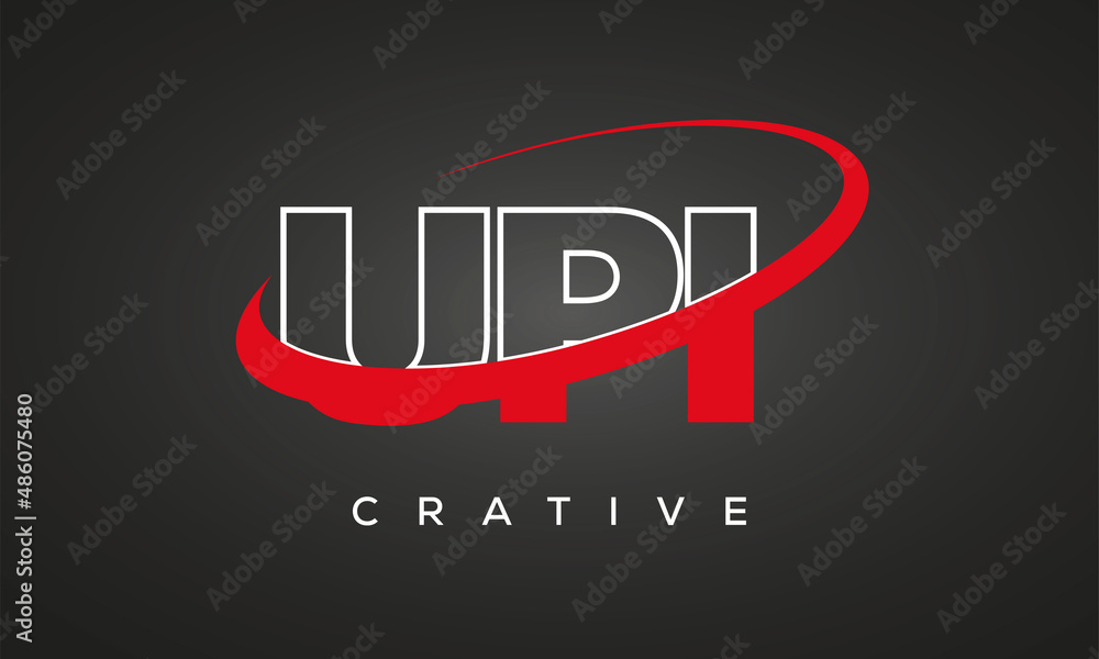 UPI letters creative technology logo with 360 symbol vector art ...