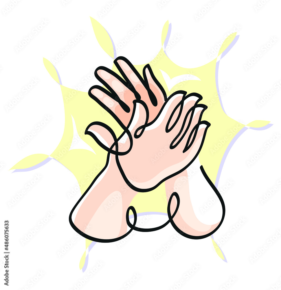 One line drawing of clapping hands One continuous line drawing of ...