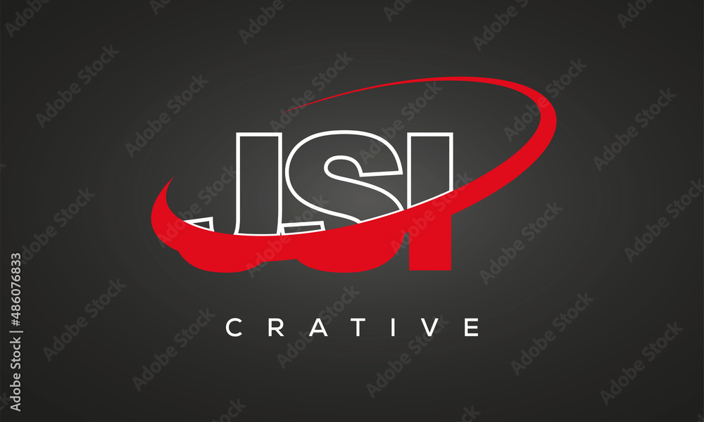 JSI letters creative technology logo with 360 symbol vector art ...