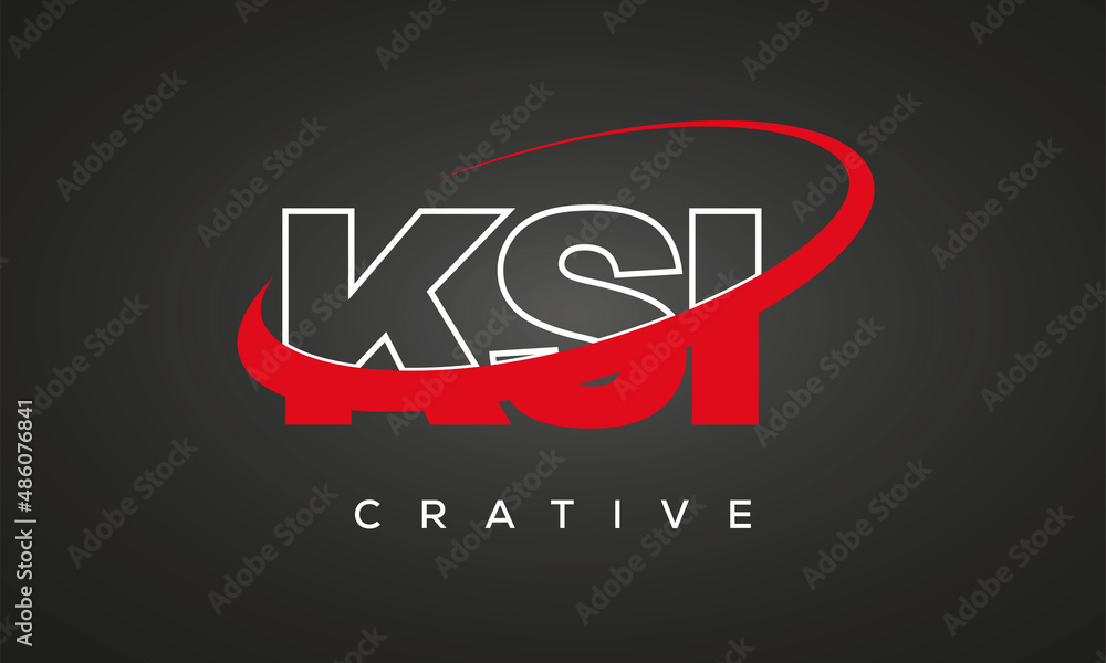 KSI letters creative technology logo with 360 symbol vector art ...