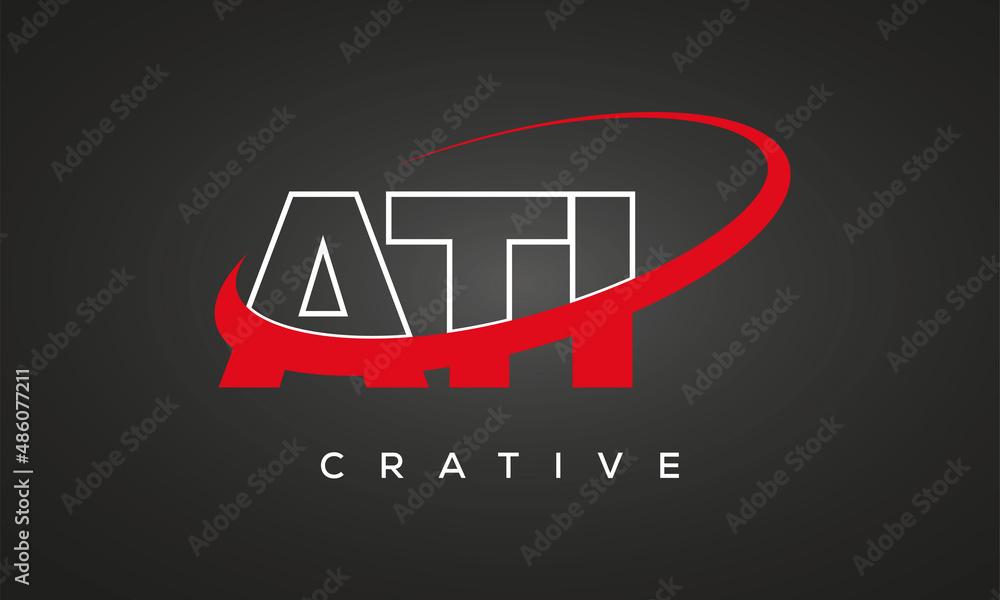 ATI letters creative technology logo with 360 symbol vector art ...