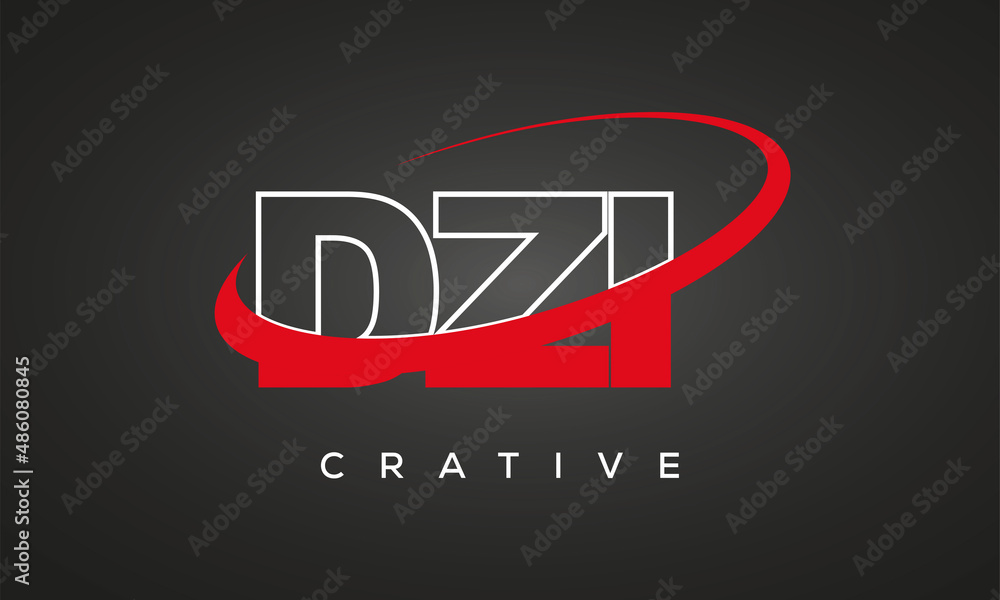 DZI letters creative technology logo with 360 symbol vector art ...