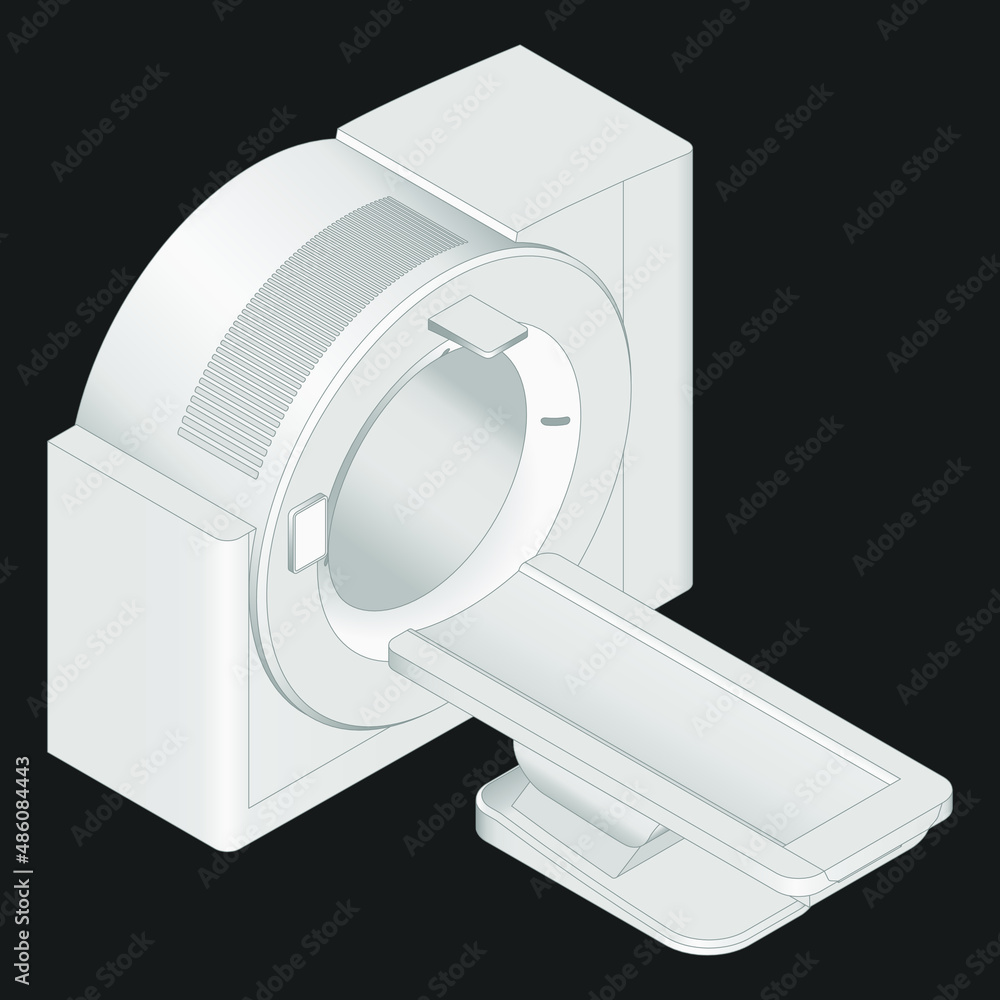 Vector isometric low poly MRI. Radiography equipment. Magnetic ...