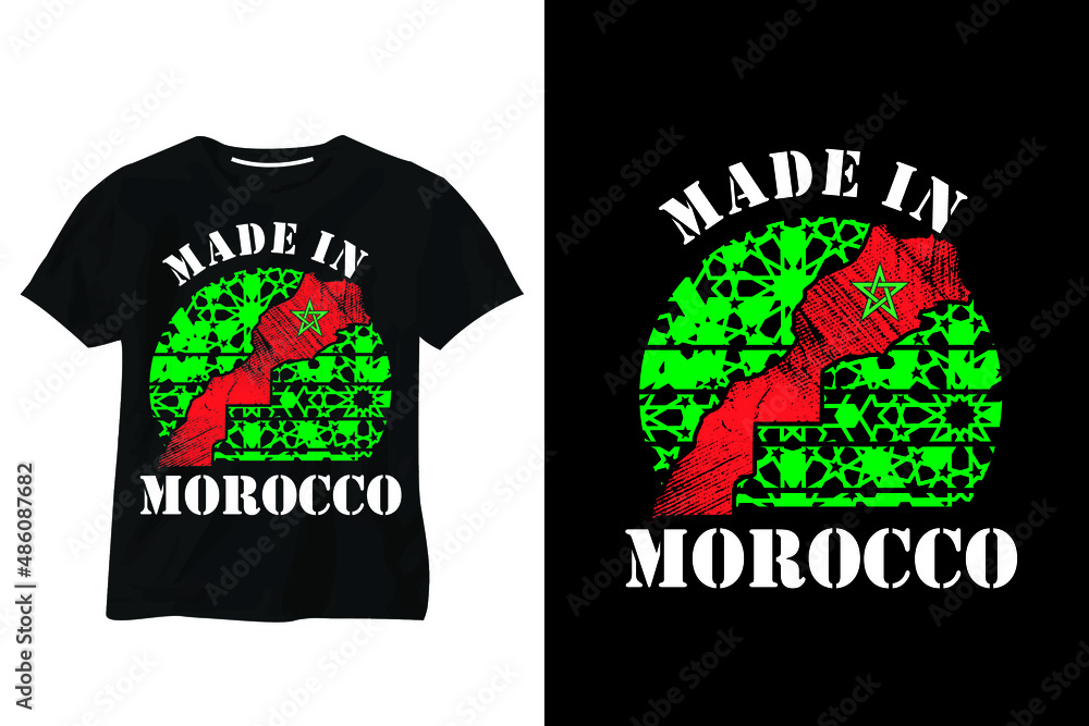 Graphic t-shirt. logo made in morocco plus arabesque shape printed for ...