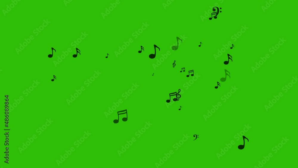 Musical symbols and notes appearing and disappearing with a blur ...