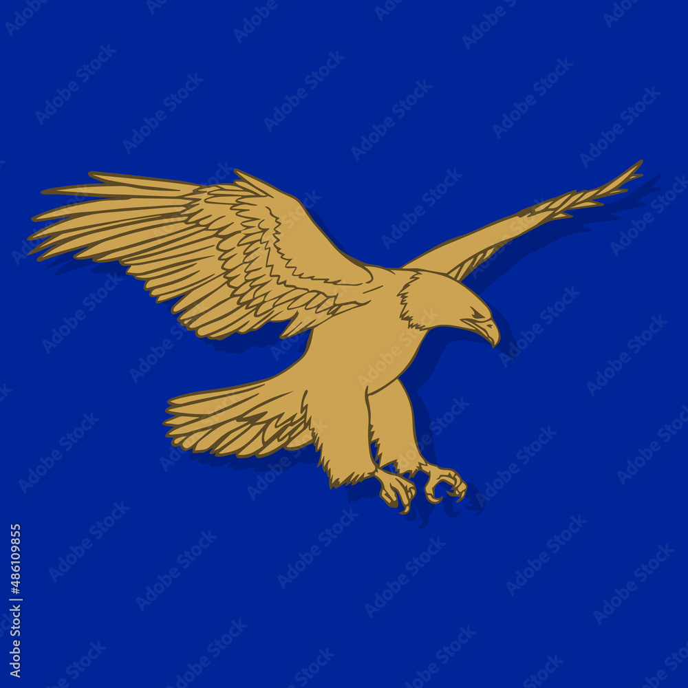 flying eagle soaring vector illustration claws and power blue ...