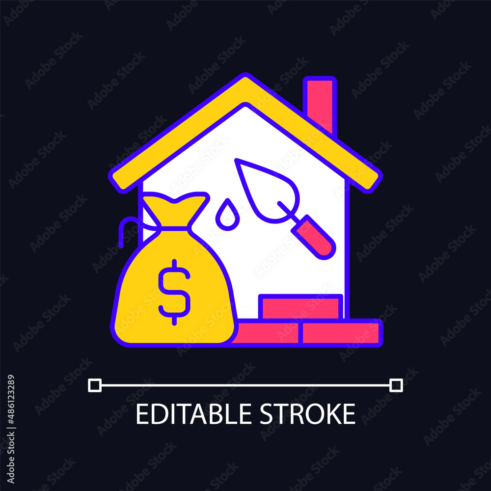 Construction loan RGB color icon for dark theme. Self build loan. Get ...