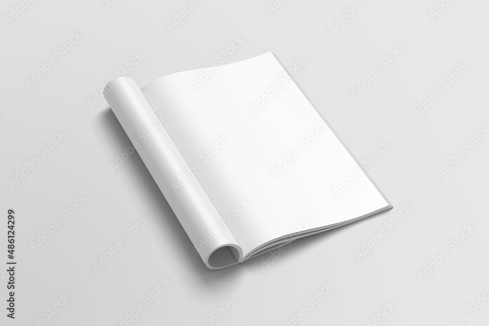 Blank half rolled magazine mockup Stock Illustration | Adobe Stock