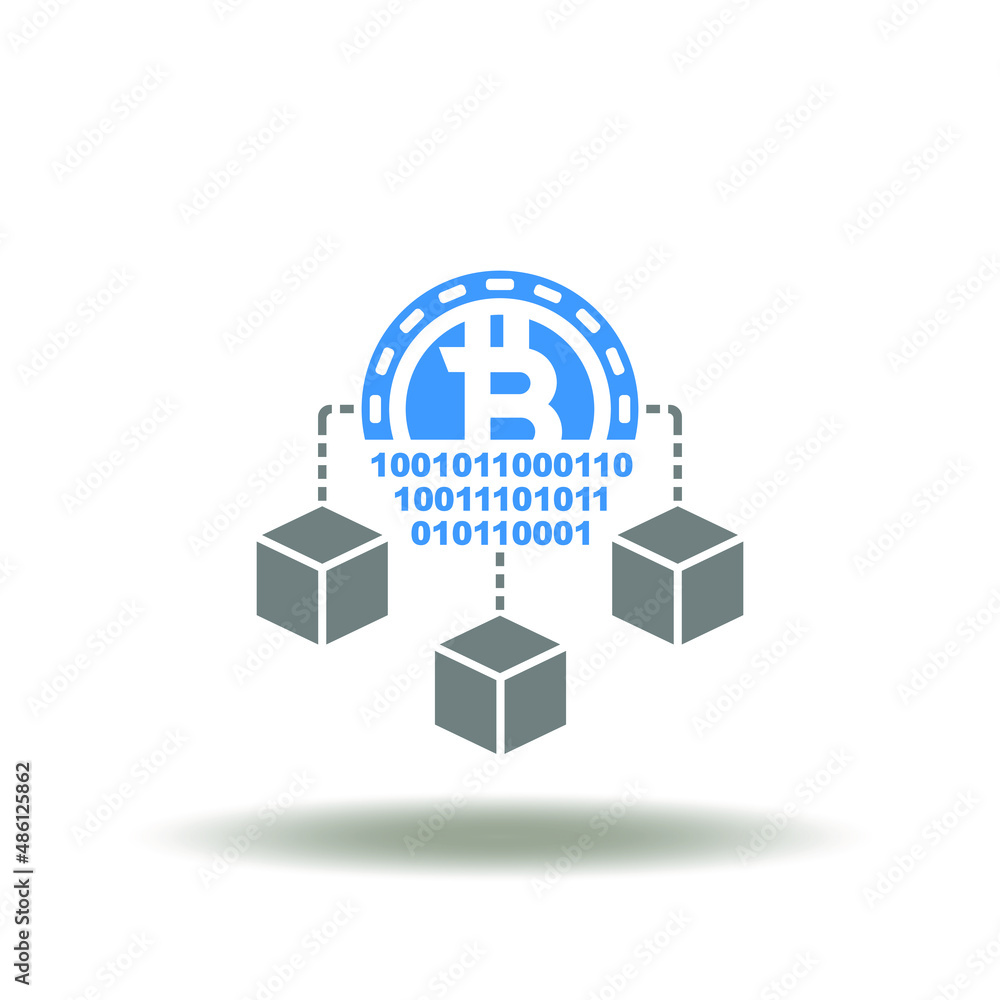 Vector illustration of bitcoin with digital transformation and ...