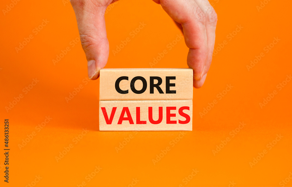 Core values symbol. Concept words Core values on wooden blocks on a ...