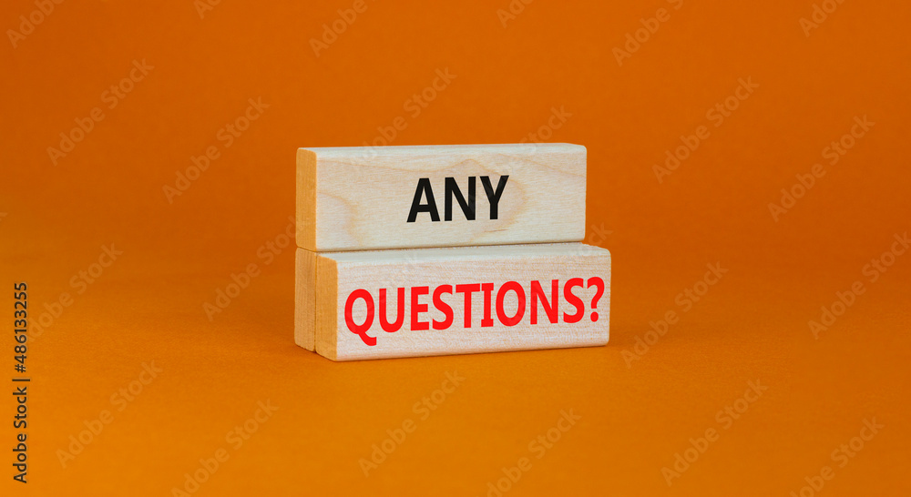 Any questions symbol. Concept words Any questions on wooden blocks on a ...