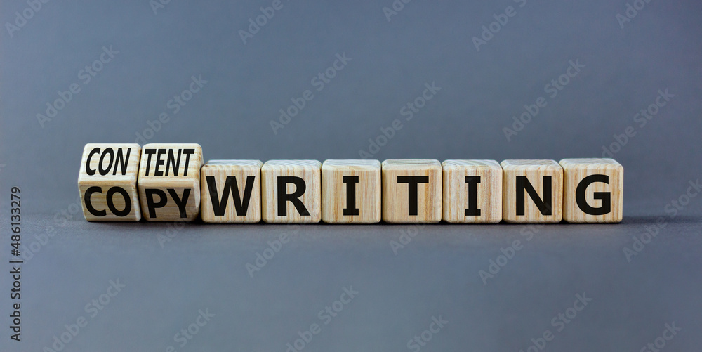 Content writing or copywriting symbol. Turned cubes and changed concept ...