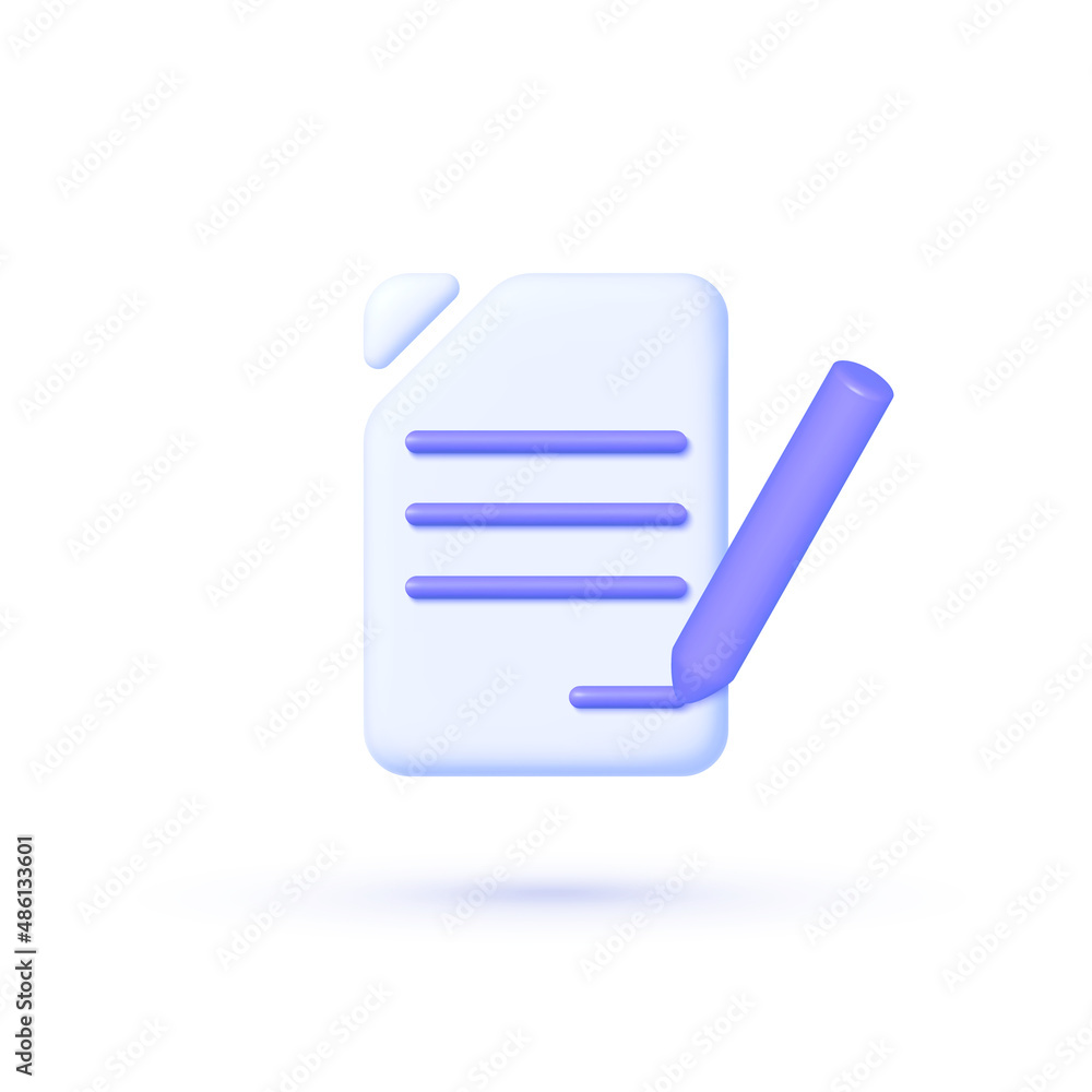 Paper 3d in 3d style. Document icon concept. Business vector icon. 3d ...