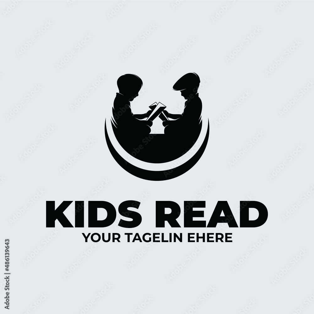 Kids reading logo designs template Stock Vector | Adobe Stock