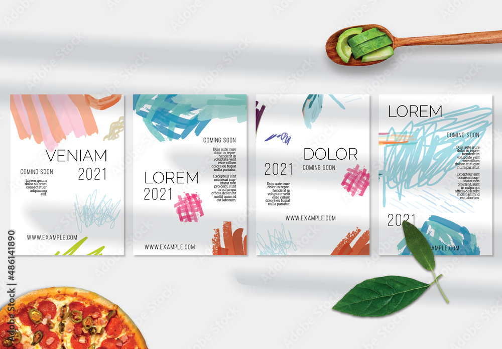 Poster Layout with Abstract Marker Scribble on White Stock Template ...