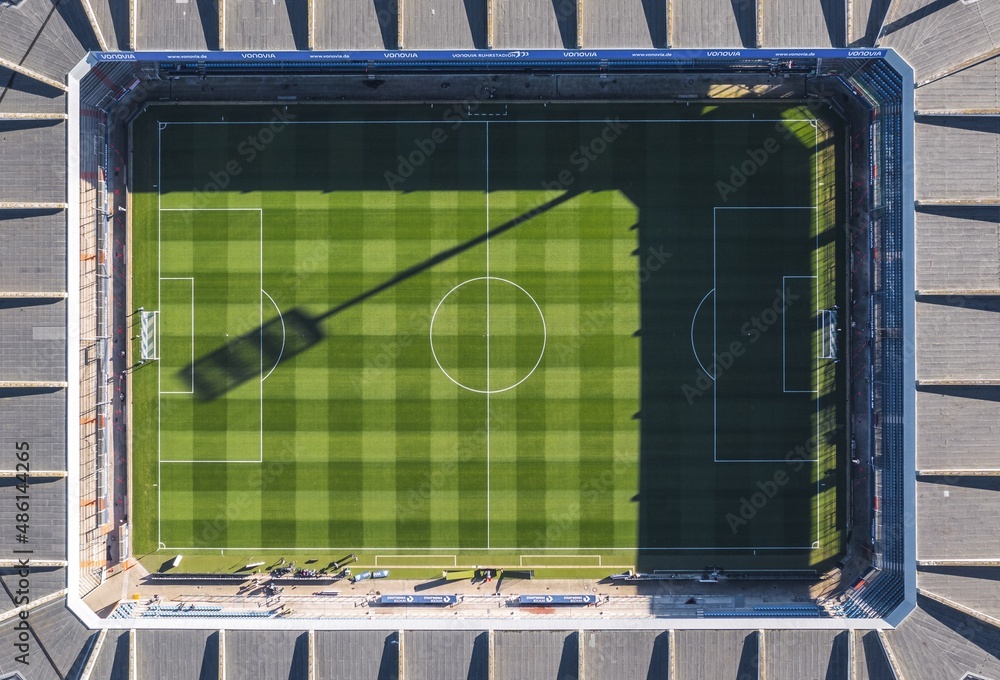 Green grass field of soccer stadium - Vonovia Ruhrstadion, VFL Bochum ...