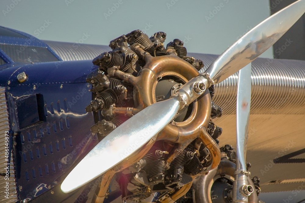 trimotor radial engine front view Stock Photo | Adobe Stock