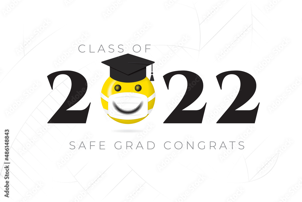 Class of 2022 Numerals Logo with Halftone Smiling Face Protected with ...