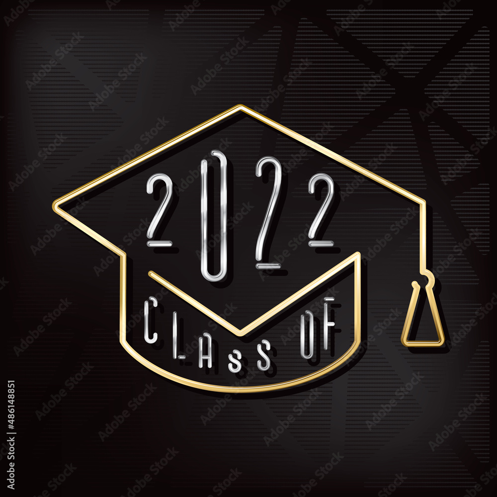 Class of 2022 Logo with Gold and Silver Style Square Academic ...