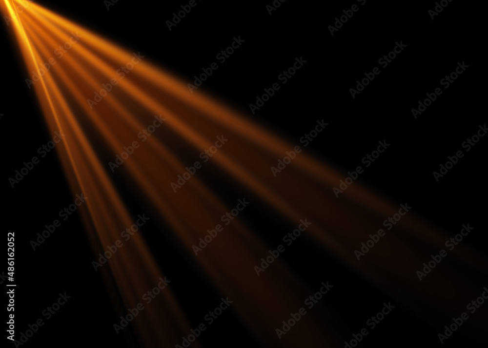 Realistic sun rays. Light effect. Warm orange flare effect. Sunshine ...