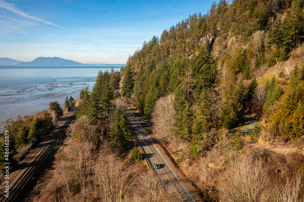 Aerial View of the Historic Chuckanut Drive and is Washington State's ...