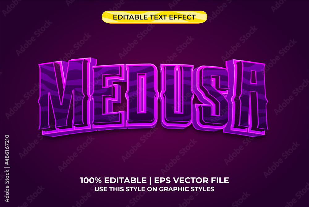 Medusa 3d text effect with toxic and mythology theme. purple typography ...