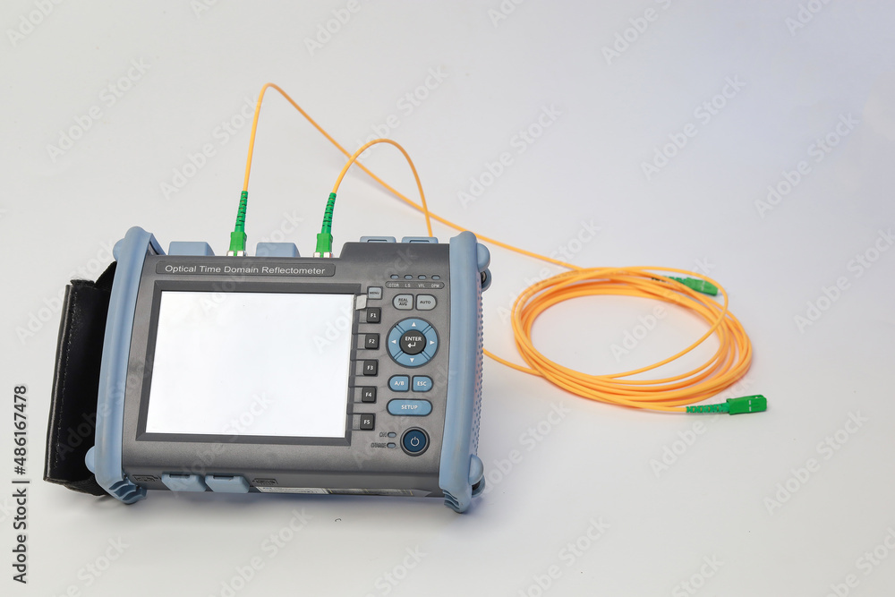 Professional testing of fiber optic connections OTDR meter. Measurement ...