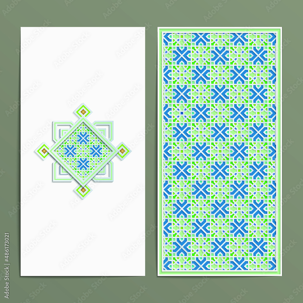Islamic pattern morocco ornament vector design for card template set ...