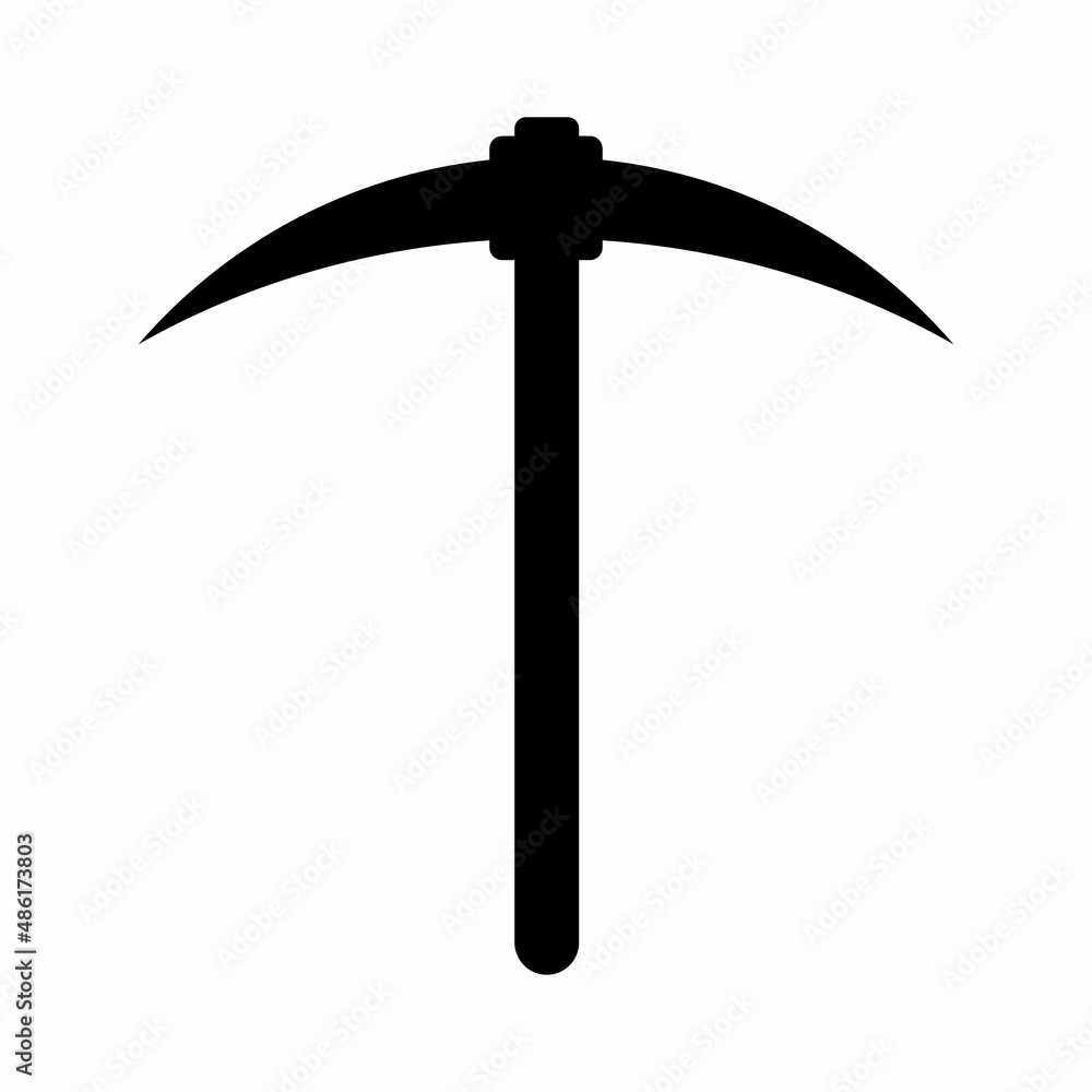 Sharp pickaxe silhouette isolated on white background Stock Vector ...