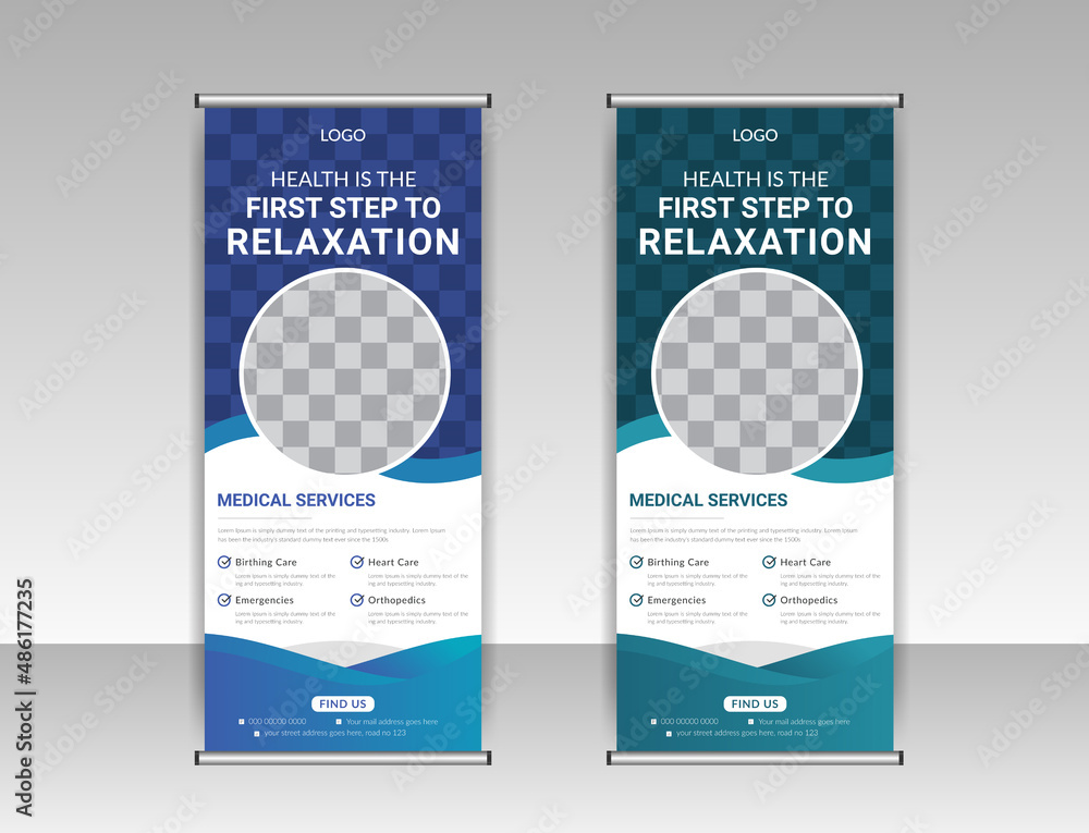 Healthcare and medical, business marketing roll up design, standee ...