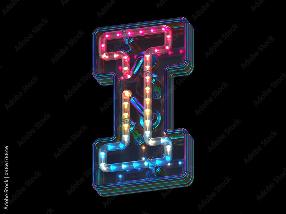 Colorful led font. Letter I Stock Illustration | Adobe Stock