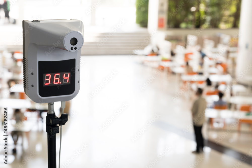 Monitor of thermometer screening body temperature in the hospital..Hand ...