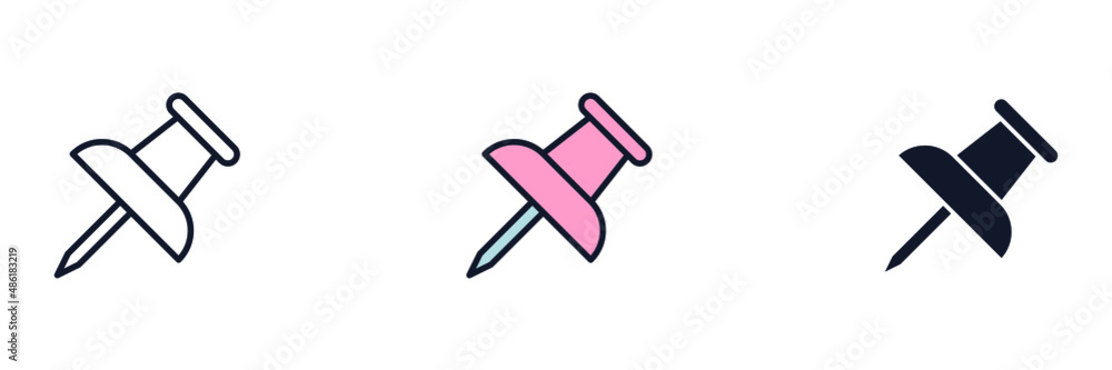 Push pin icon symbol template for graphic and web design collection ...