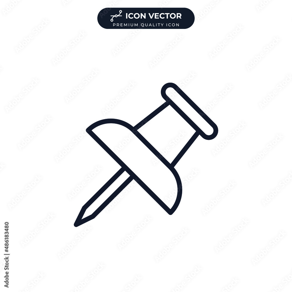 Push pin icon symbol template for graphic and web design collection ...