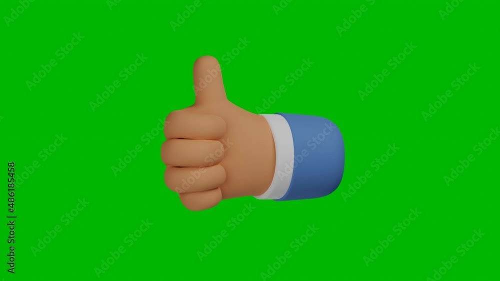 Hand like gesture 3d animation. Cartoon businessman thumb up motion ...