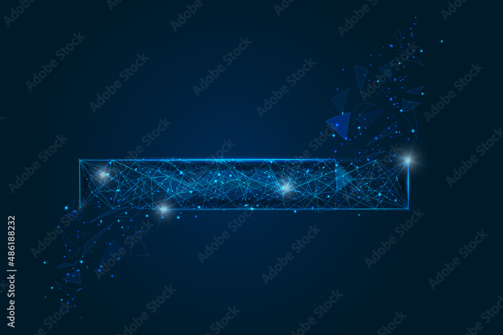 Abstract isolated blue image of a minus sign. Polygonal illustration ...