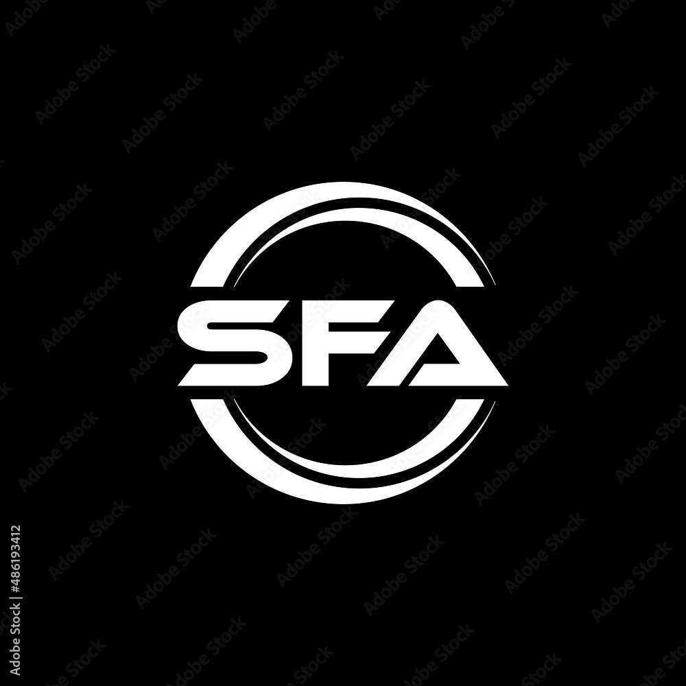 Vetor do Stock: SFA letter logo design with black background in ...