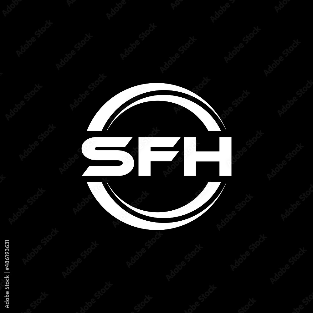 SFH letter logo design with black background in illustrator, vector ...