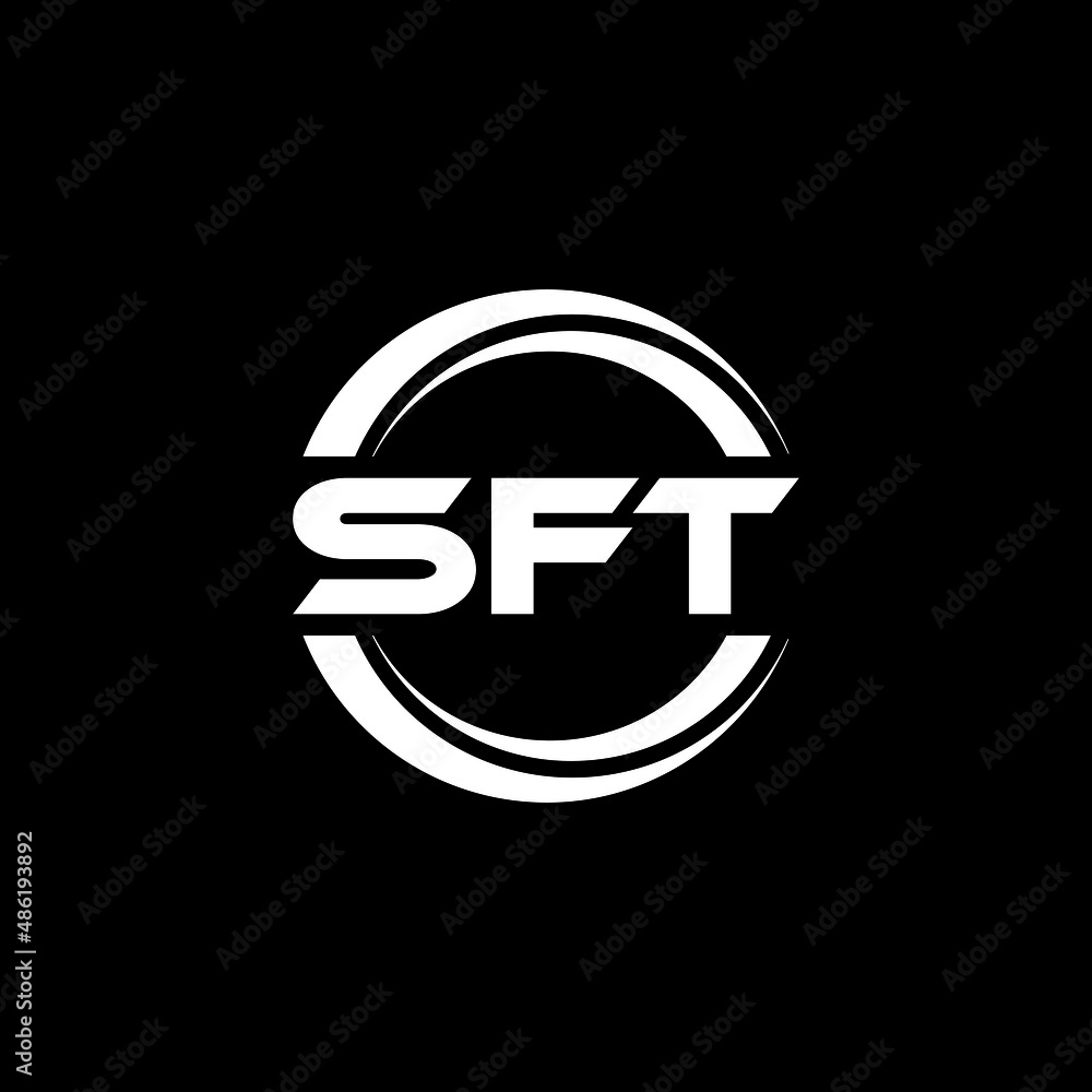 SFT letter logo design with black background in illustrator, vector ...