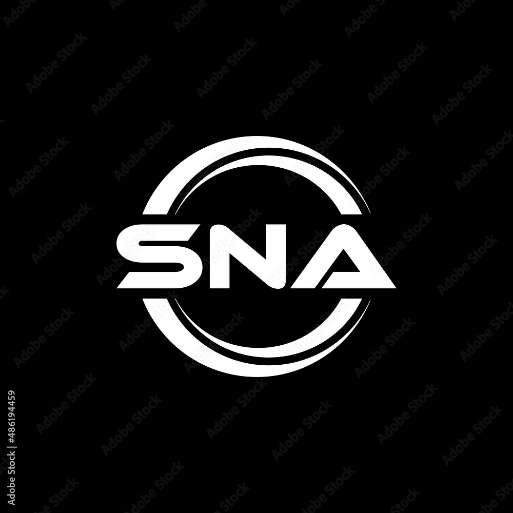 Vetor do Stock: SNA letter logo design with black background in ...