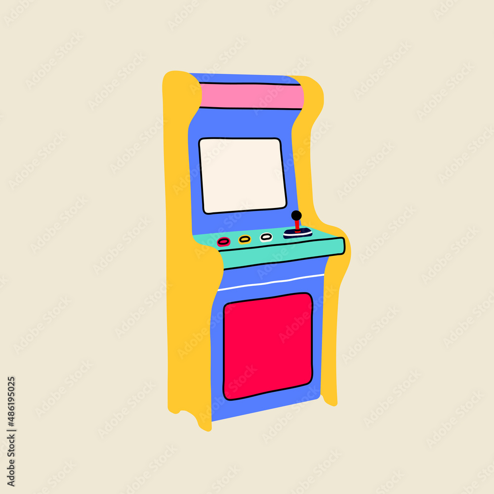 Classic nostalgic 80s-90s elements in modern style flat, line art style ...