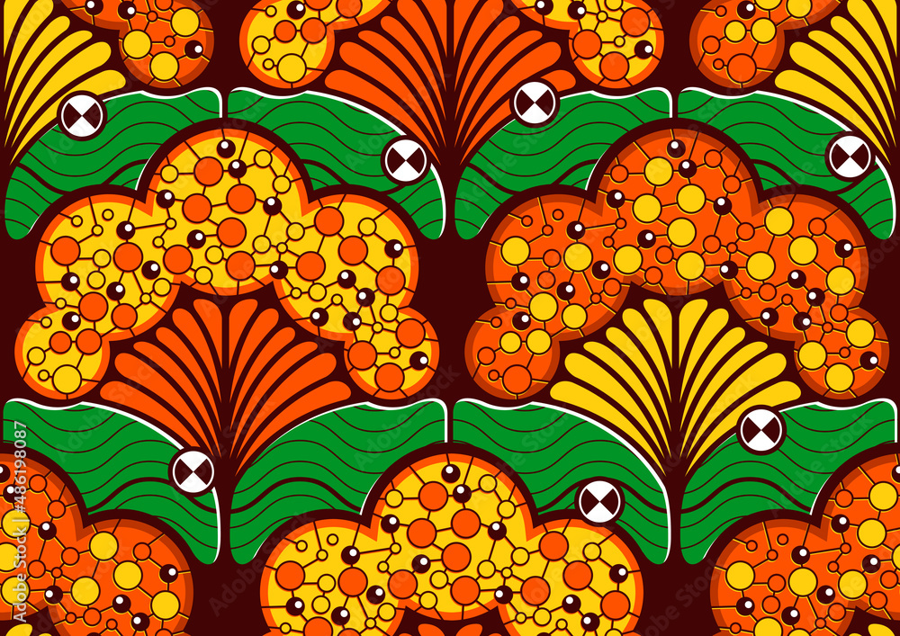 seamless pattern of african textile art, flower abstract image and ...